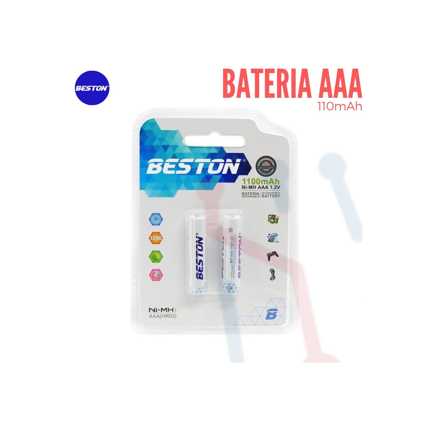 Baterias Beston Recargables AAAX2 1100mAh