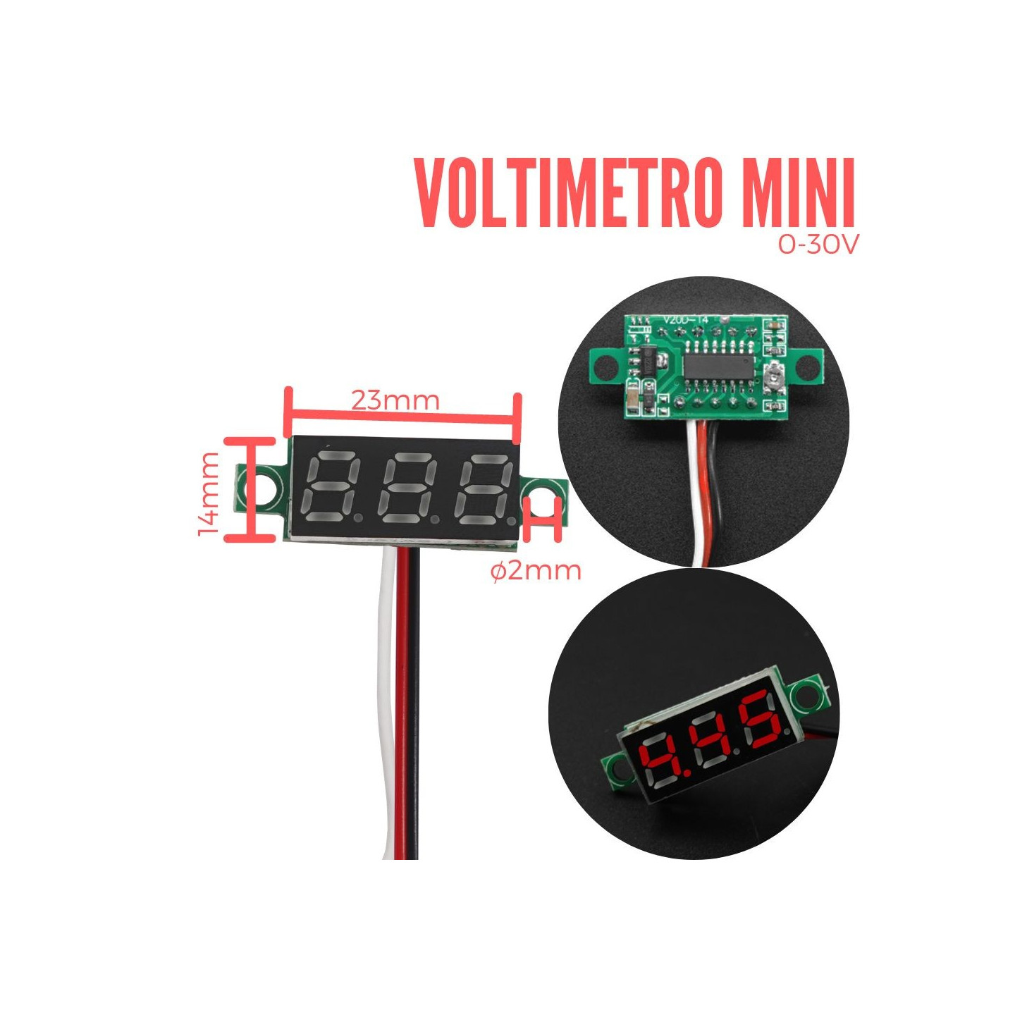 Mini Voltímetro 0-30V DC