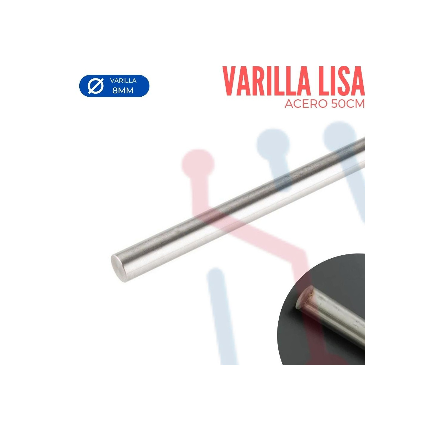 Varilla Lisa Acero 8mm 50cm