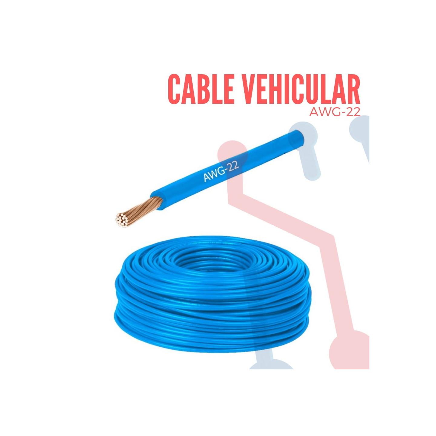 Cable Vehicular AWG 22 Azul X Metro
